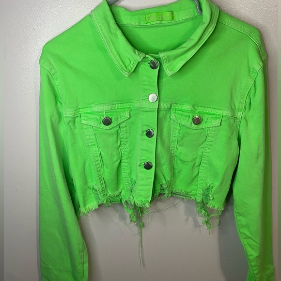 Jackets & Coats | Vintage Neon Green Crop Jacket | Poshmark